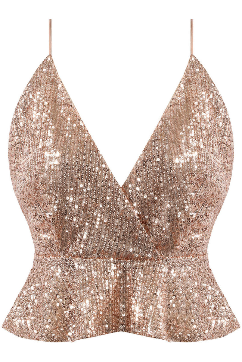 Sequin Crop Top-Rose – Alluring Wear